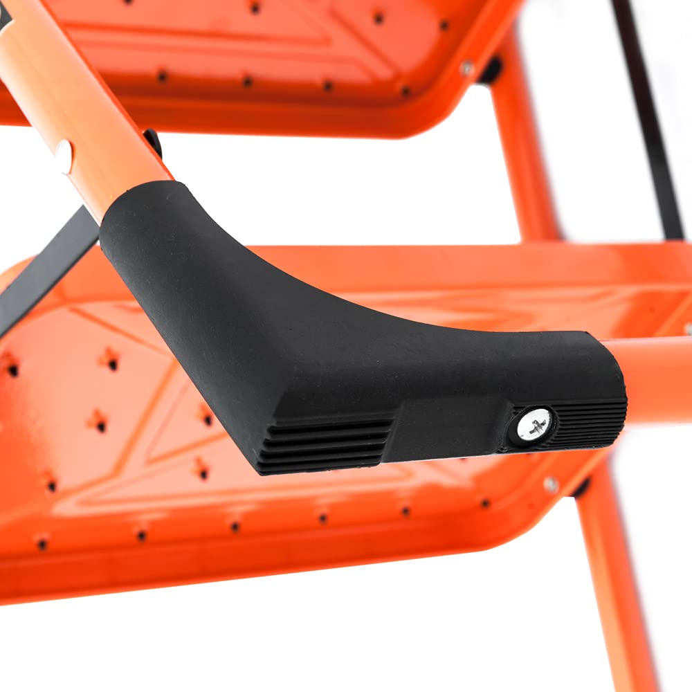LUISLADDERS Step Ladder Folding Step Stool Anti-Slip Sturdy Steel Ladder 330lbs EN131 Lightweight with Handgrip Anti-Slip and Wide Pedal