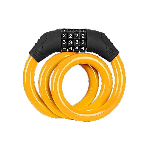 SRZR Bicycle Lock Bike Lock Code Combination Bicycle Lock Bicycle Security Lock Bicycle Equipment Anti-Theft Ring Lock-Yellow Bike Lock (Color : Blue) (Color : Yellow)