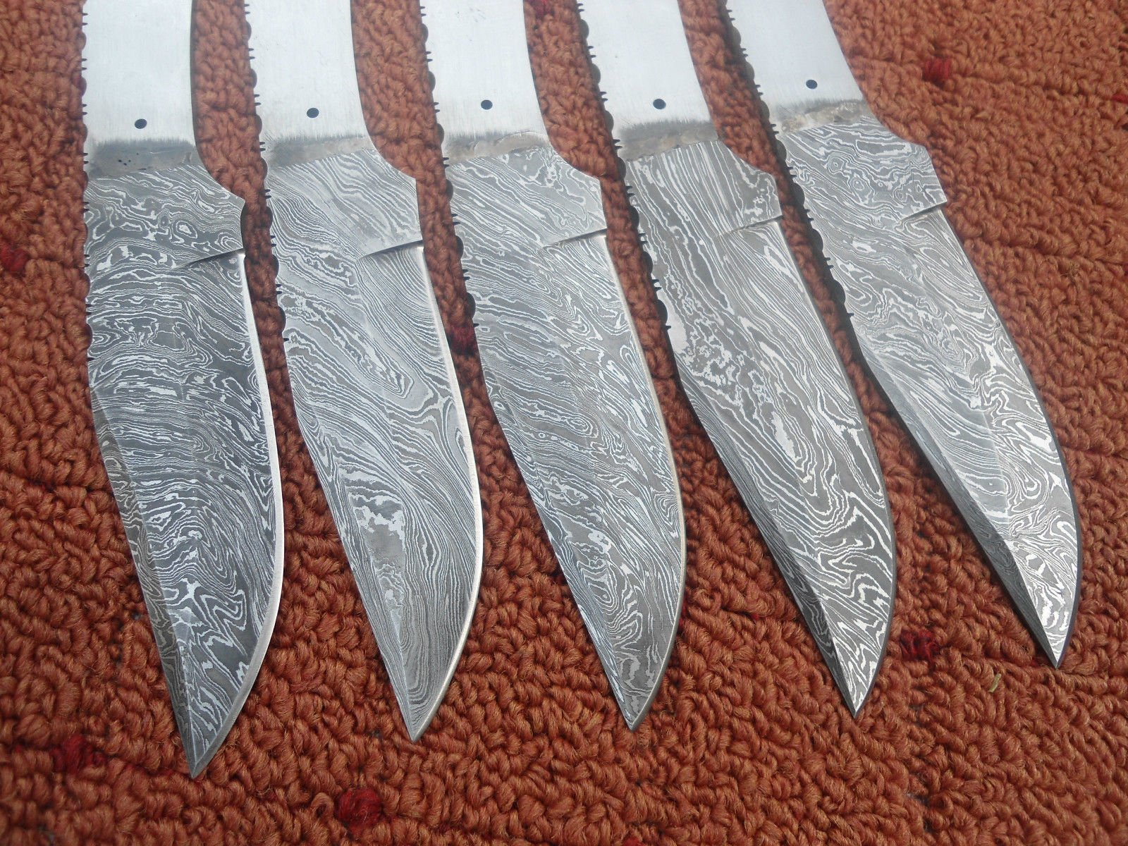 LOT OF 5 PIECES HAND FORGED DAMASCUS STEEL FULL TANG KNIFE BLANK BLADE KNIFE MAKING SUPPLIES