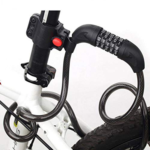 SRZR Bicycle Lock Anti-Theft Folding Bicycle Lock for Road Chain Cable Bike Lock Heavy Duty Security Key Padlock Bicycle Motorcycle Lock Bike Lock (Color : Black)