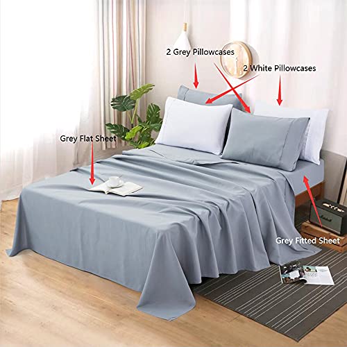 Plushii Twin Size Sheet Set, Luxury 4 Piece Twin Bedding Set Made of Ultra Soft High Thread Count Microfiber,Includes 1 Flat Sheet, 1 Fitted Sheet with Deep Pocket and 2 Pillowcases, Gray