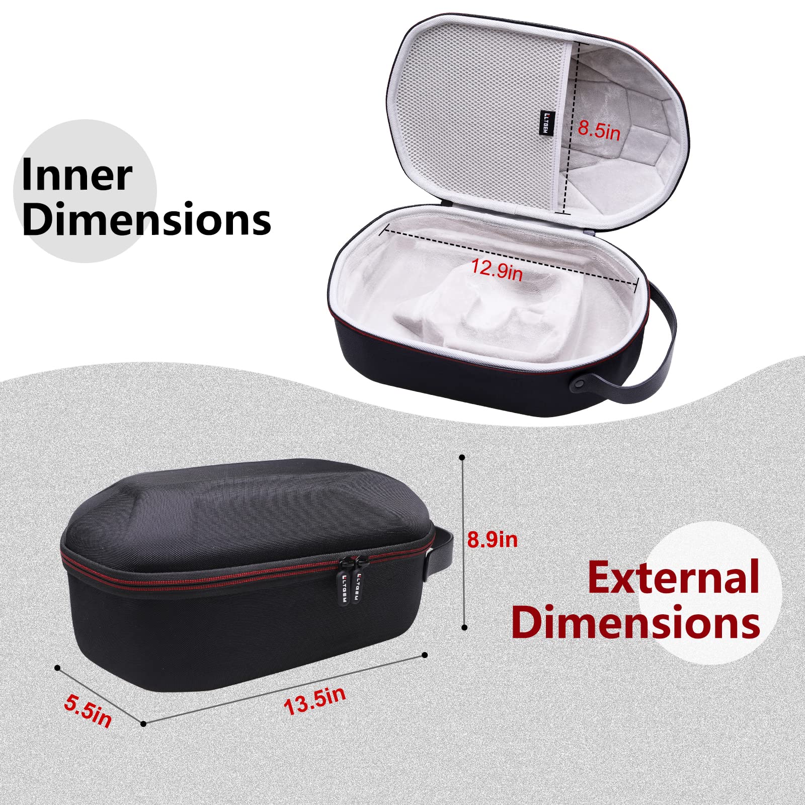 LTGEM Carrying Case Compatible with Meta/Oculus Quest 2,Touch Controllers or other Accessories for Travel and Home Storage ,Black