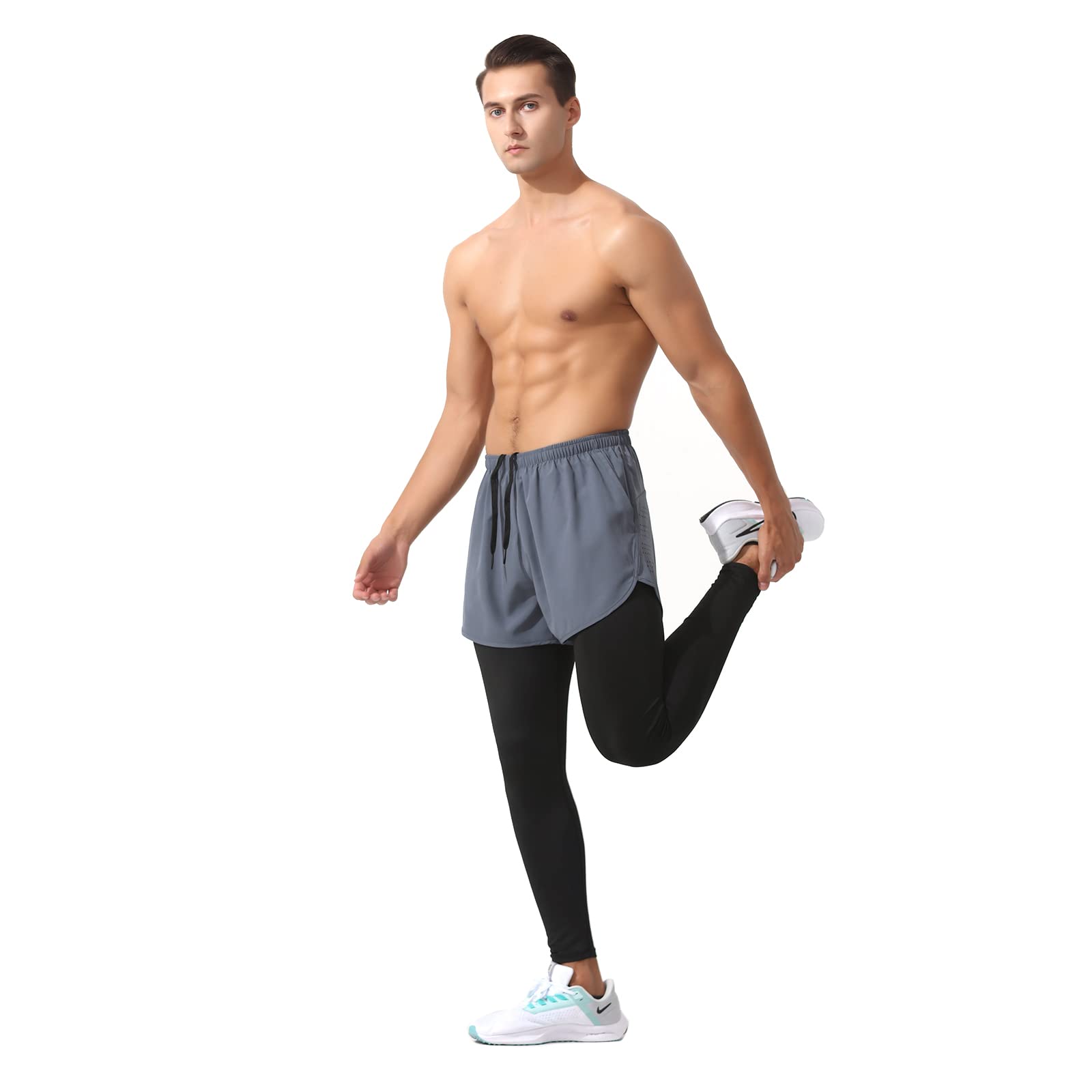 SS COLOR FISH 2 in 1 Men Compression Pants Athletic Baselayer Workout Legging Running Tights for Men Black
