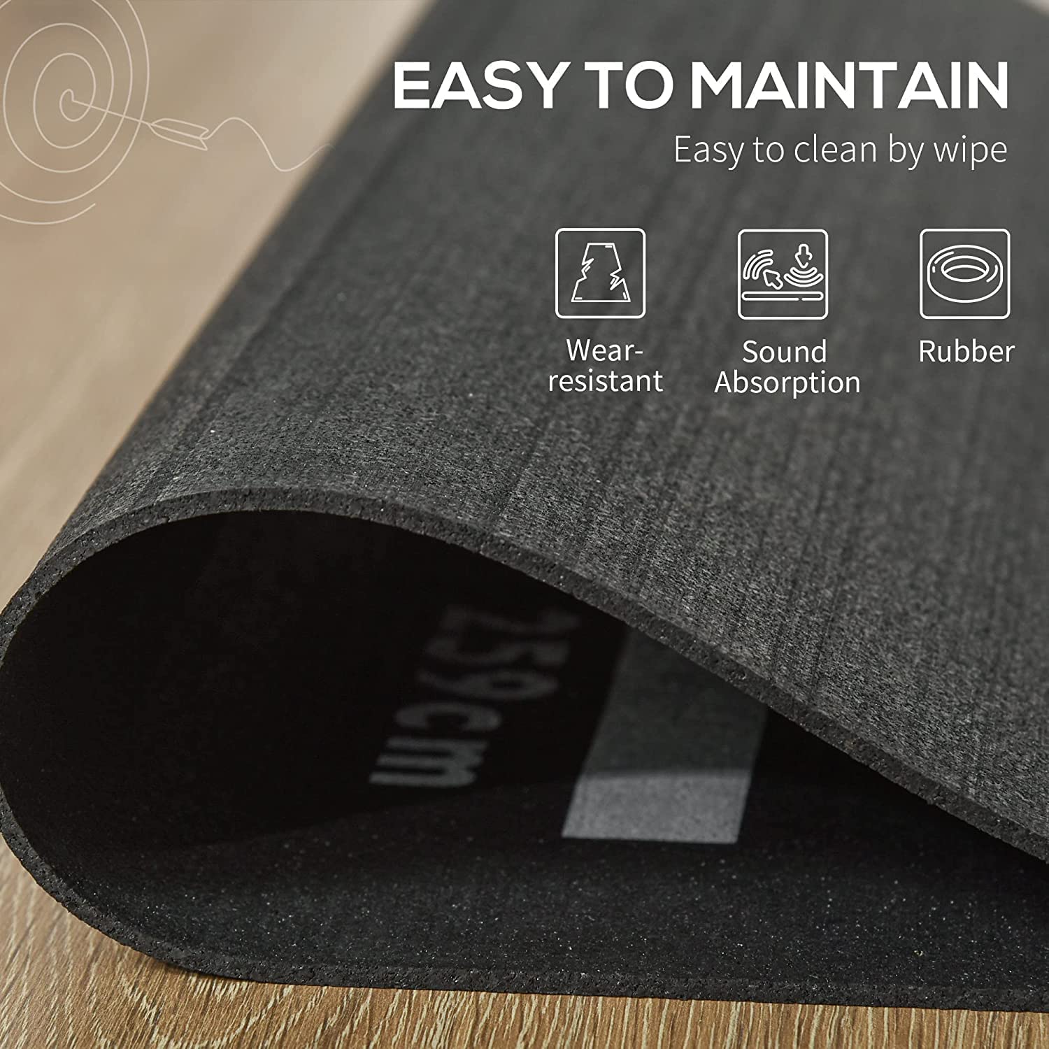 MYOYAY Rubber Dart Mat, 9.8 x 2ft Heavy Duty Dart Carpet with Throw Lines Professional Non-Slip Dart Floor Mat Soundproof Flooring Protector for Dart Game (118 x 24 x 1/5inch)