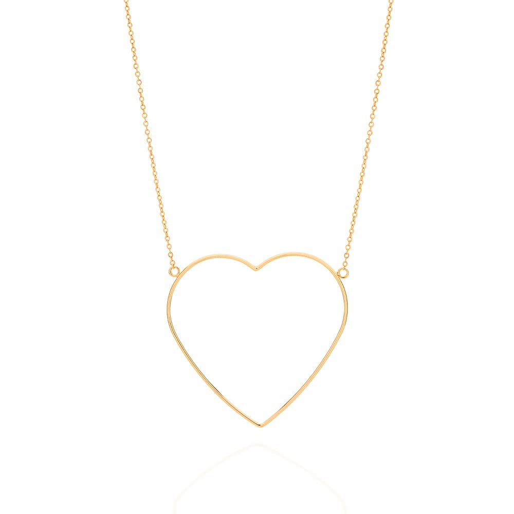 Rommanel Elegant 18K Gold Plated Heart Necklace for Women, Lightweight Maxi Pendant, 50cm Adjustable Chain