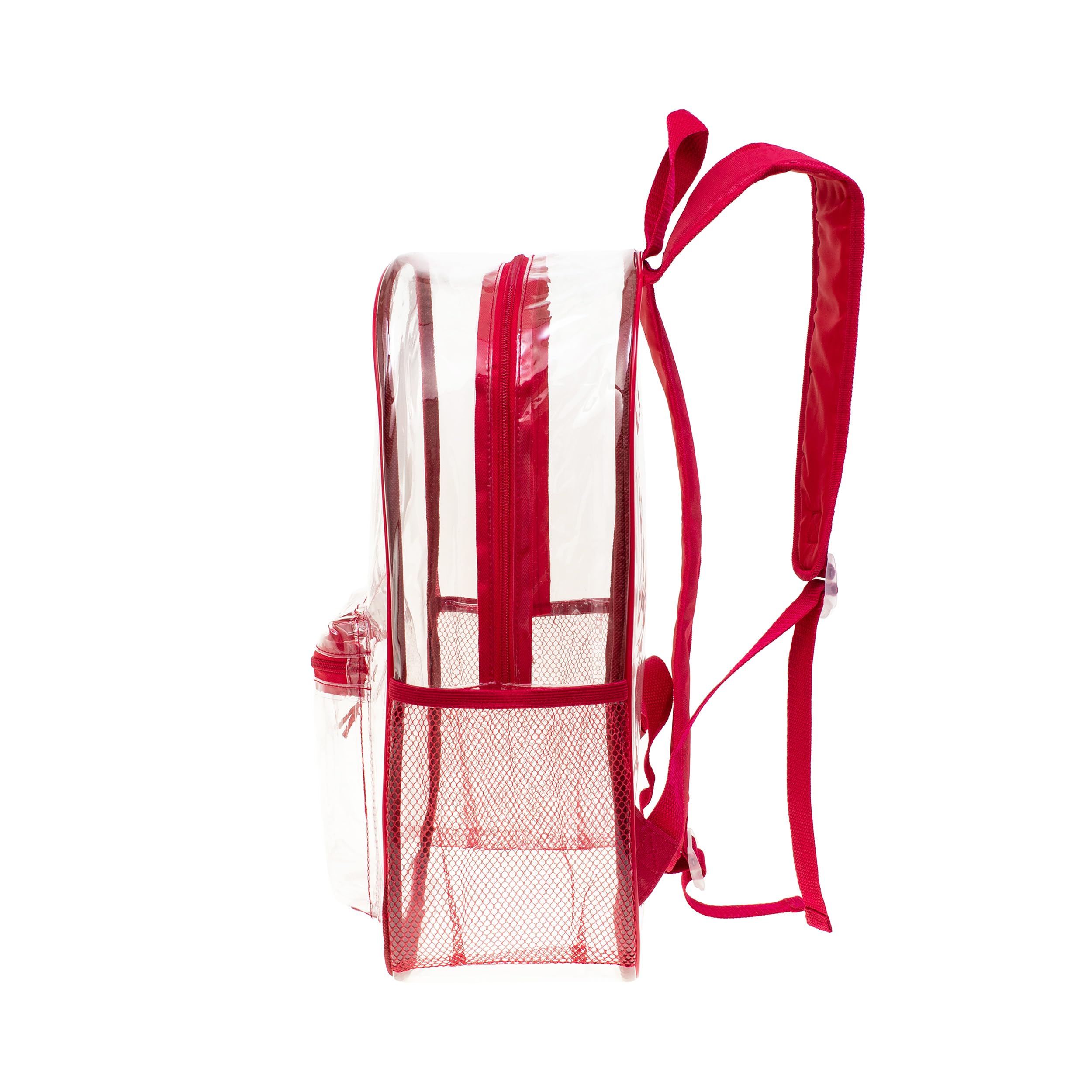 Moda West Clear PVC Backpack, Red - Heavy Duty Transparent Backpack with Padded Shoulder Straps See Thru