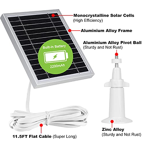 UYODM Solar Panel Compatible with eufyCam 2C/2C Pro/2/2 Pro/E20/E40/E Micro USB, Built-in 2200mAh Battery IP66 Weatherproof &11.5Ft Power Cable, Aluminum Alloy Adjustable Wall Mount 3Pack