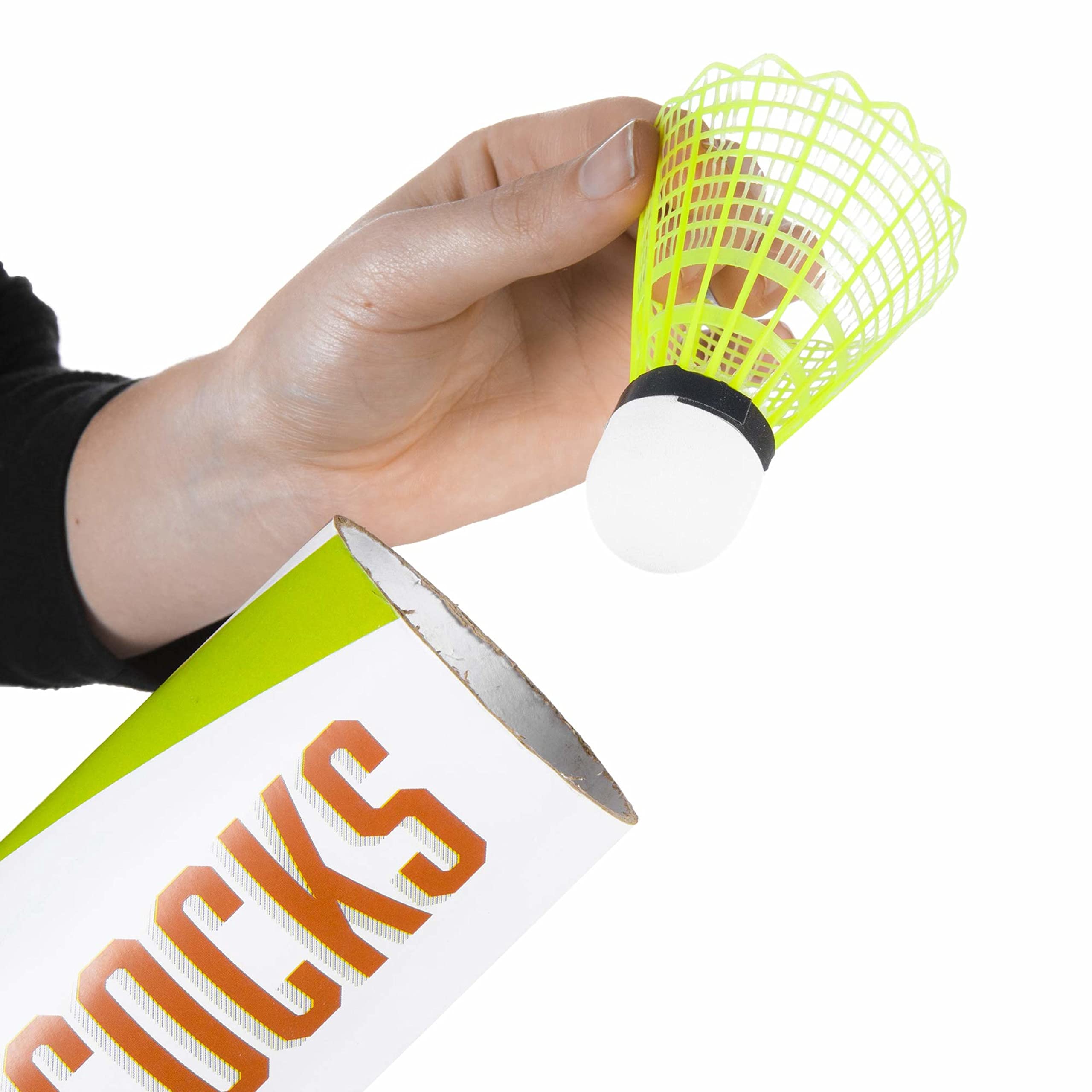 Neon Plastic Shuttlecocks | 10-Count of Highly-visible, Brightly-colored Badminton Birdies in Ultra-neon Pink, Green, Orange, Yellow, and White | Durable Nylon and Plastic Materials