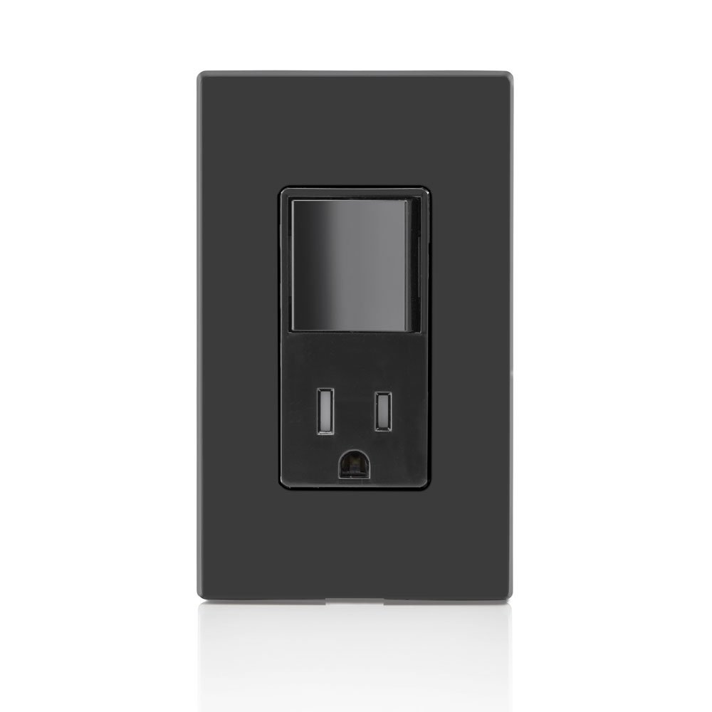 Leviton T5625-E Decora Combination Switch and Tamper-Resistant Receptacle, Black