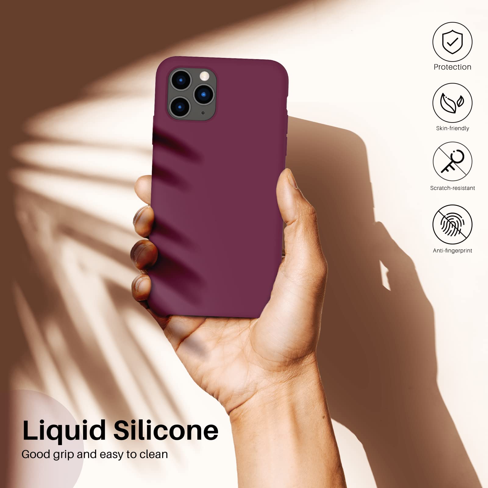 ORNARTO Compatible with iPhone 11 Pro MAX Liquid Silicone Case 6.5 inch, Slim Liquid Silicone Case with Open Bottom Style Soft Gel Rubber Cover - White