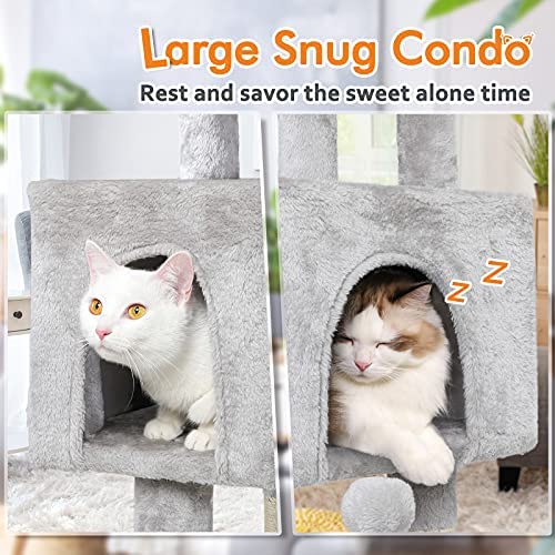 rabbitgoo Cat Tree Cat Tower with Adjustable Base, Small Cat Tree for Indoor Cats, Multi-Level Cat Condo with Scratching Posts & Large Perch, Cat Climber Stand for Small Kittens, 38" Tall (Grey)