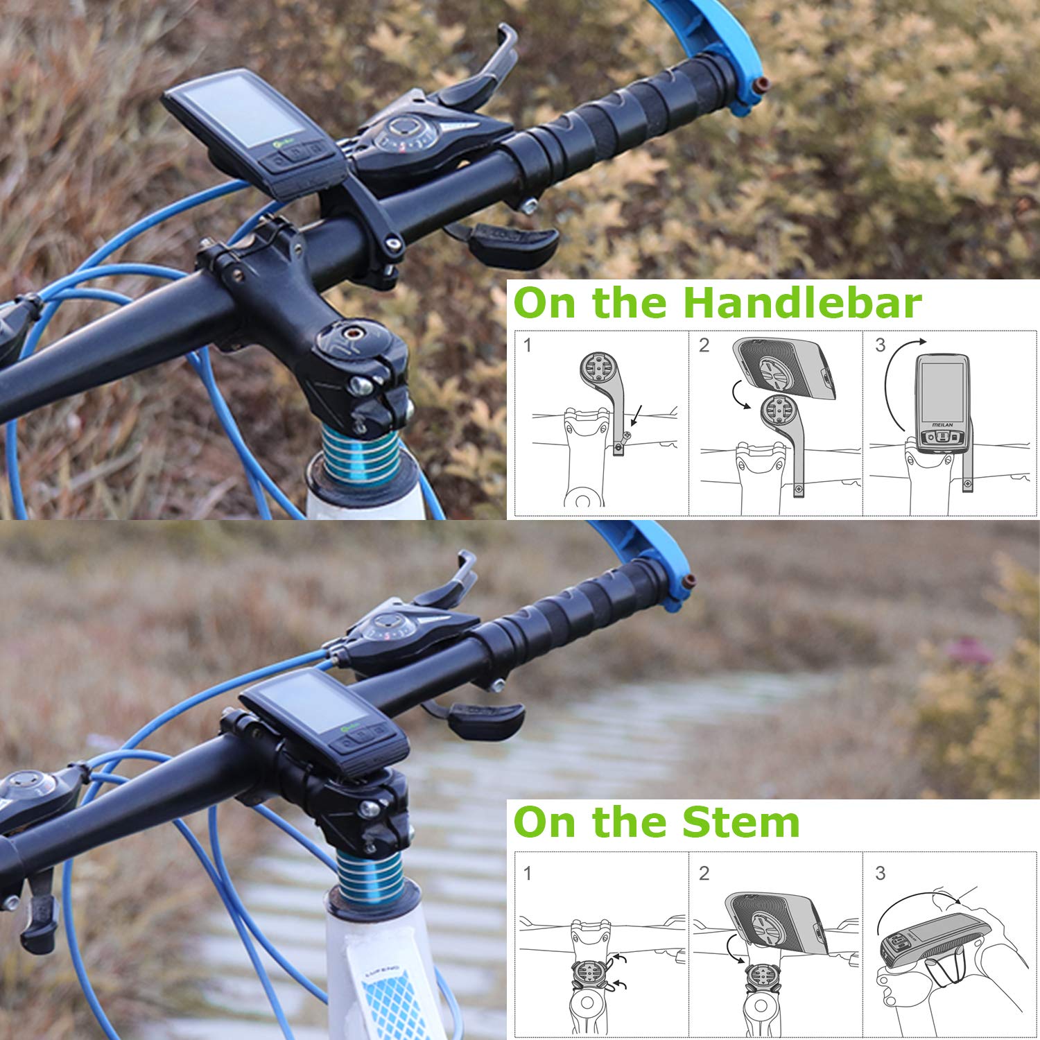 MEILAN M4 Wireless Bike Computer, ANT+ BLE4.0 Bicycle Speedometer and Odometer with Cadence/Speed Sensor, Waterproof Cycling Computer with 2.5 inch LCD Backlight Display for Indoor/Outdoor Cycling