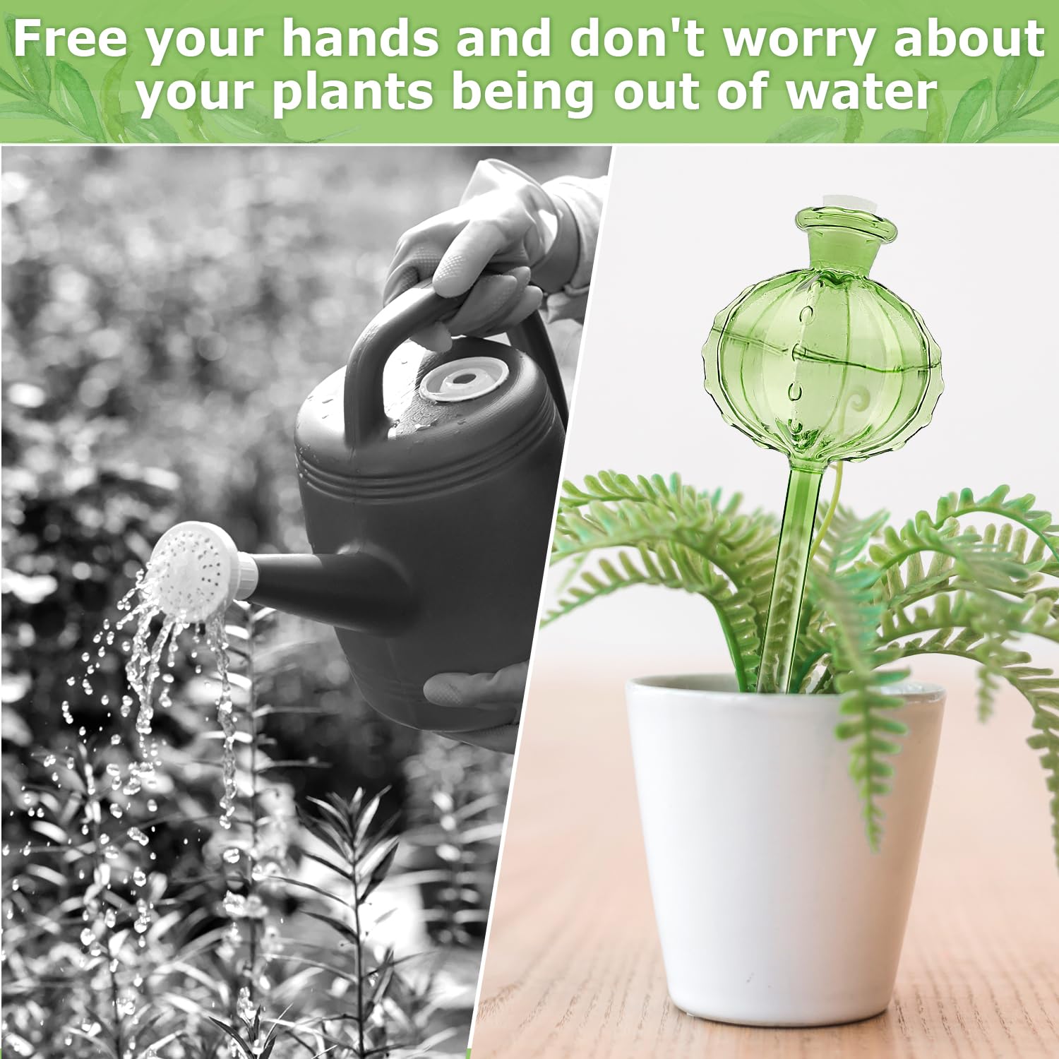 Sawowkuya 4 Pcs Plant Watering Globes, Cactus Self Watering Planter Insert,Glass Plant Watering Devices for Indoor and Outdoor Plants Accessories