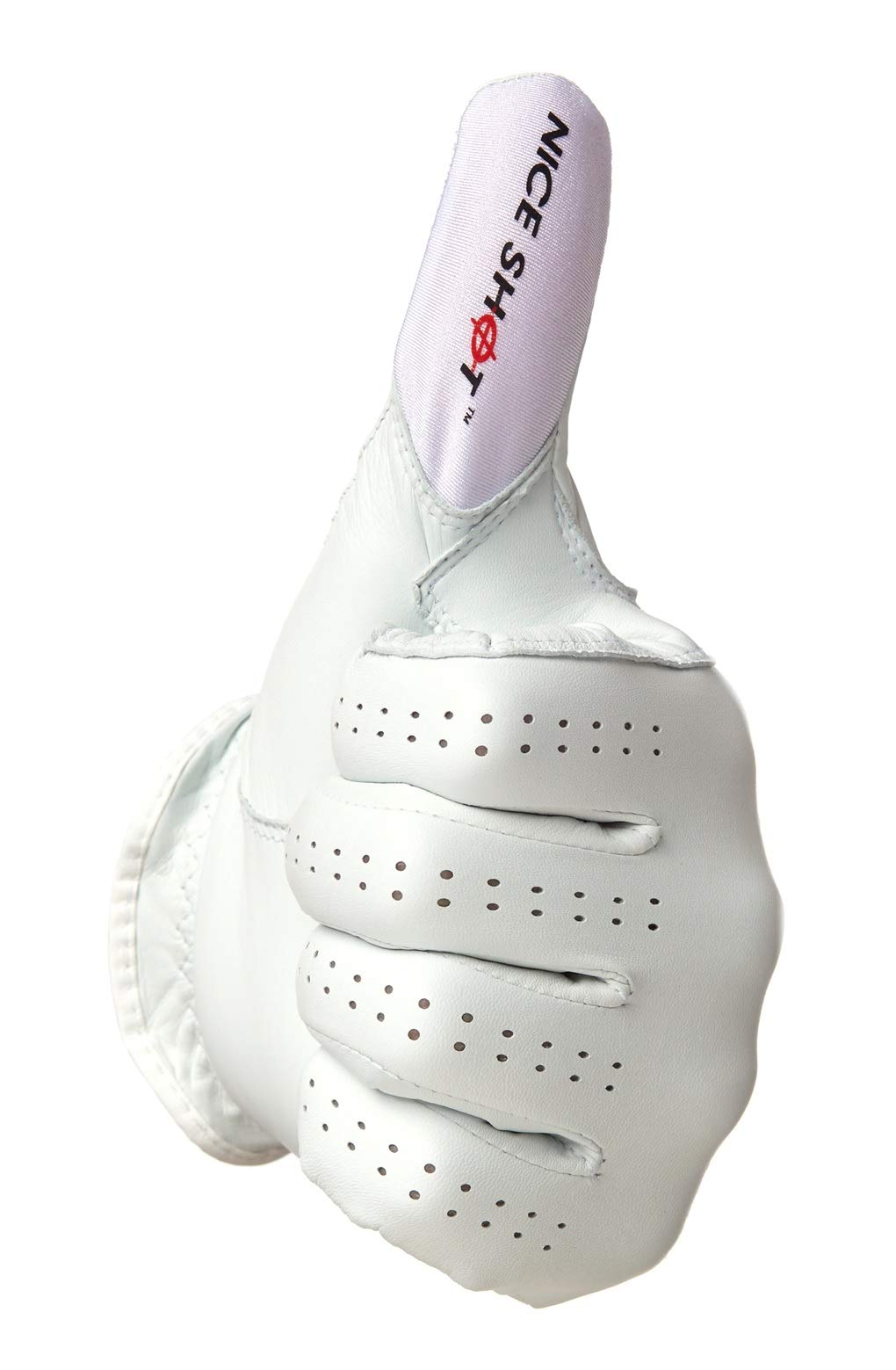 Nice Shot "Thumbs Up White Cabretta Leather Golf Glove Men's Right Hand - Cadet Medium