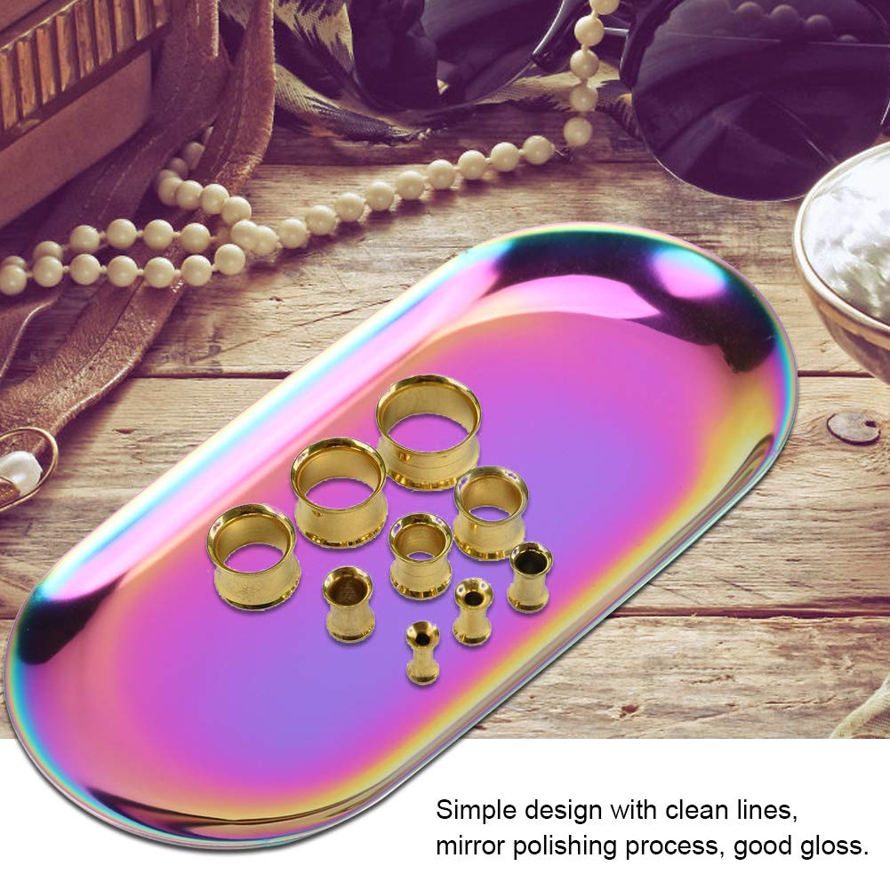 Stainless Storage Organizer Tray Nordic Style Dish Platefor Cosmetics Jewelry Cake Towel Fruit (S-Rainbow)