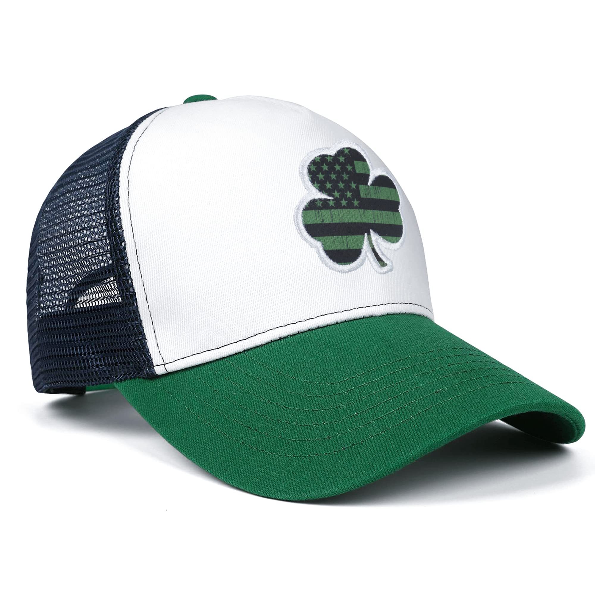 St.Patrick's Day Hat Green Hats Decorations Clover Classic Embroidery Cotton Trucker Hat for Men & Women