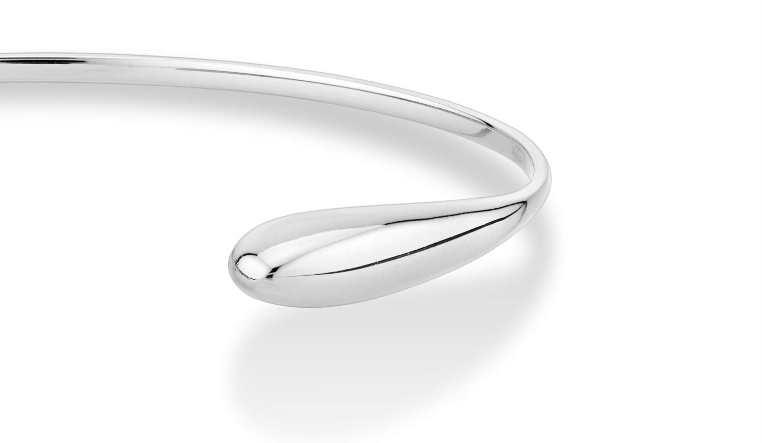 Miabella 925 Sterling Silver or 18Kt Gold Over Silver Italian Thin Adjustable Organic Teardrop Open Cuff Bangle Bracelet for Women Handmade in Italy (Sterling Silver, Small (6.75" - 7"))