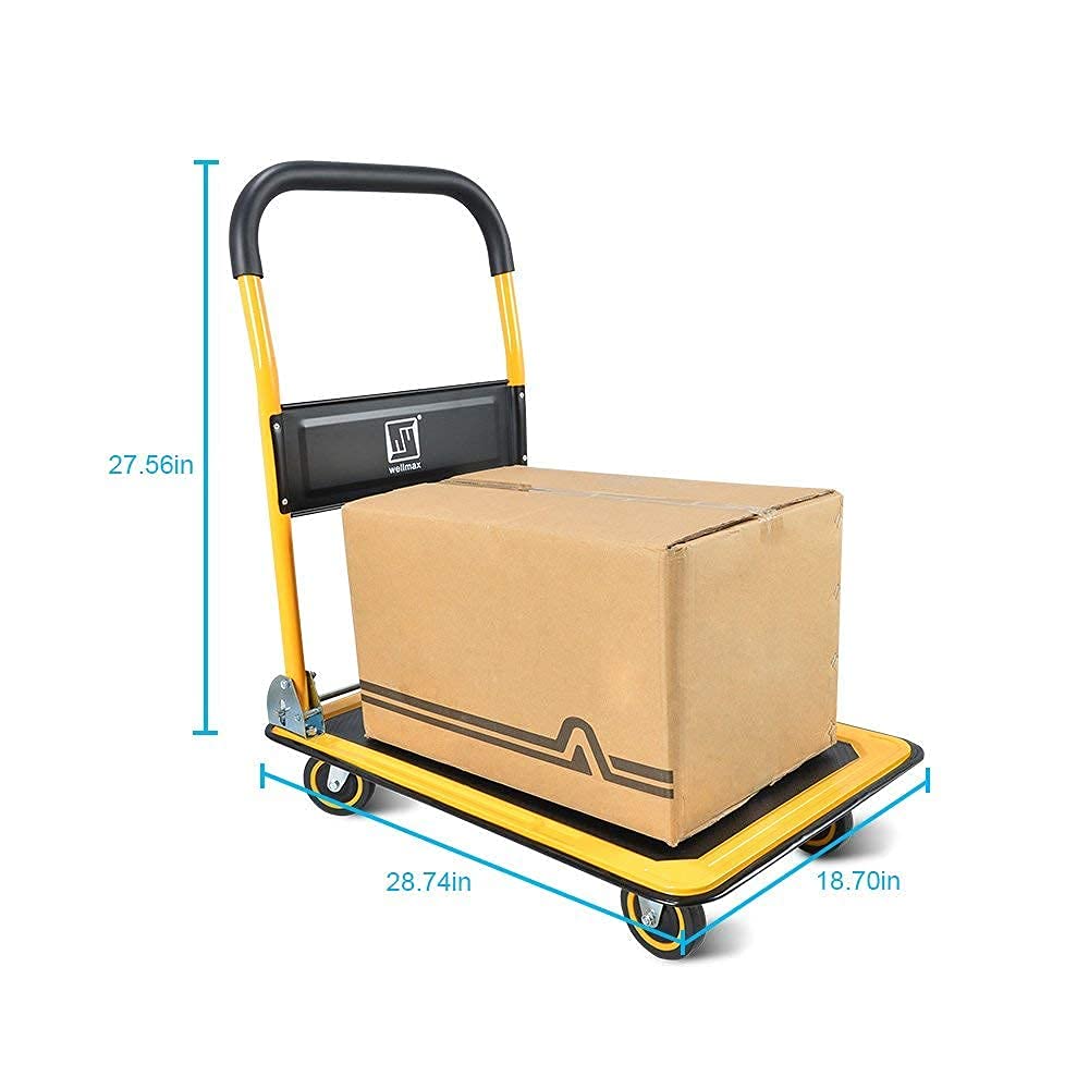 Wellmax Platform Cart Dolly 330lb Yellow and 660lb Blue Color