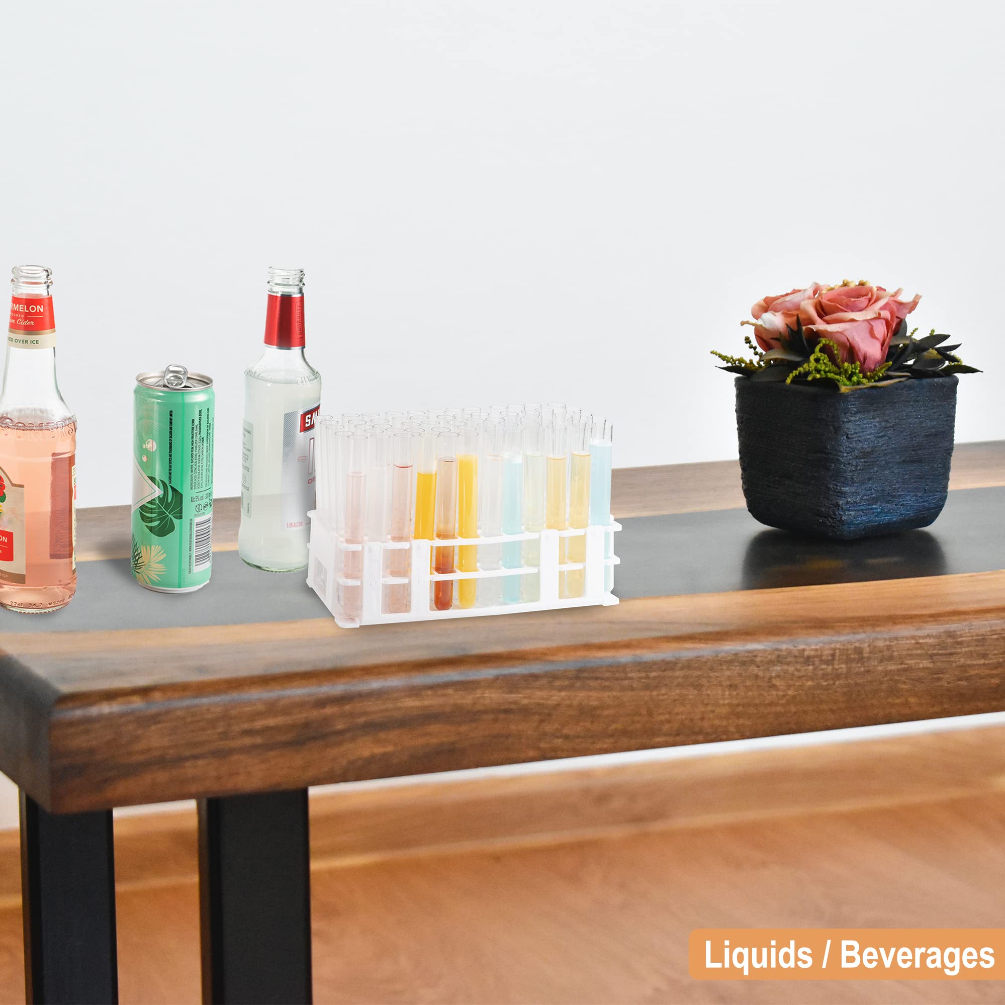 White Plastic Test Tube Rack (5 Pack) | Test Tube Holder for Vials & Tubes for Storing Solids (Beads, Ink Samples & Lip Balm), Liquids (Liquor Shots & Essential Oils) & Hydroponic Plants
