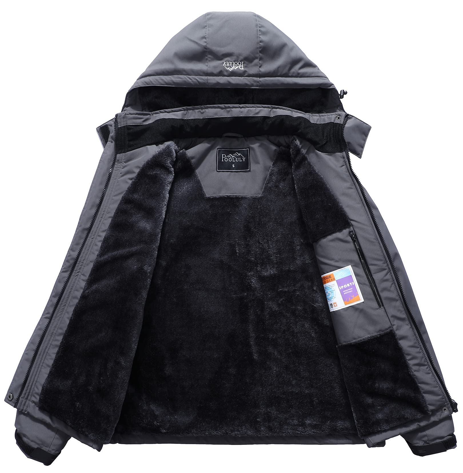 Pooluly Women's Ski Jacket Warm Winter Waterproof Windbreaker Hooded Raincoat Snowboarding Jackets