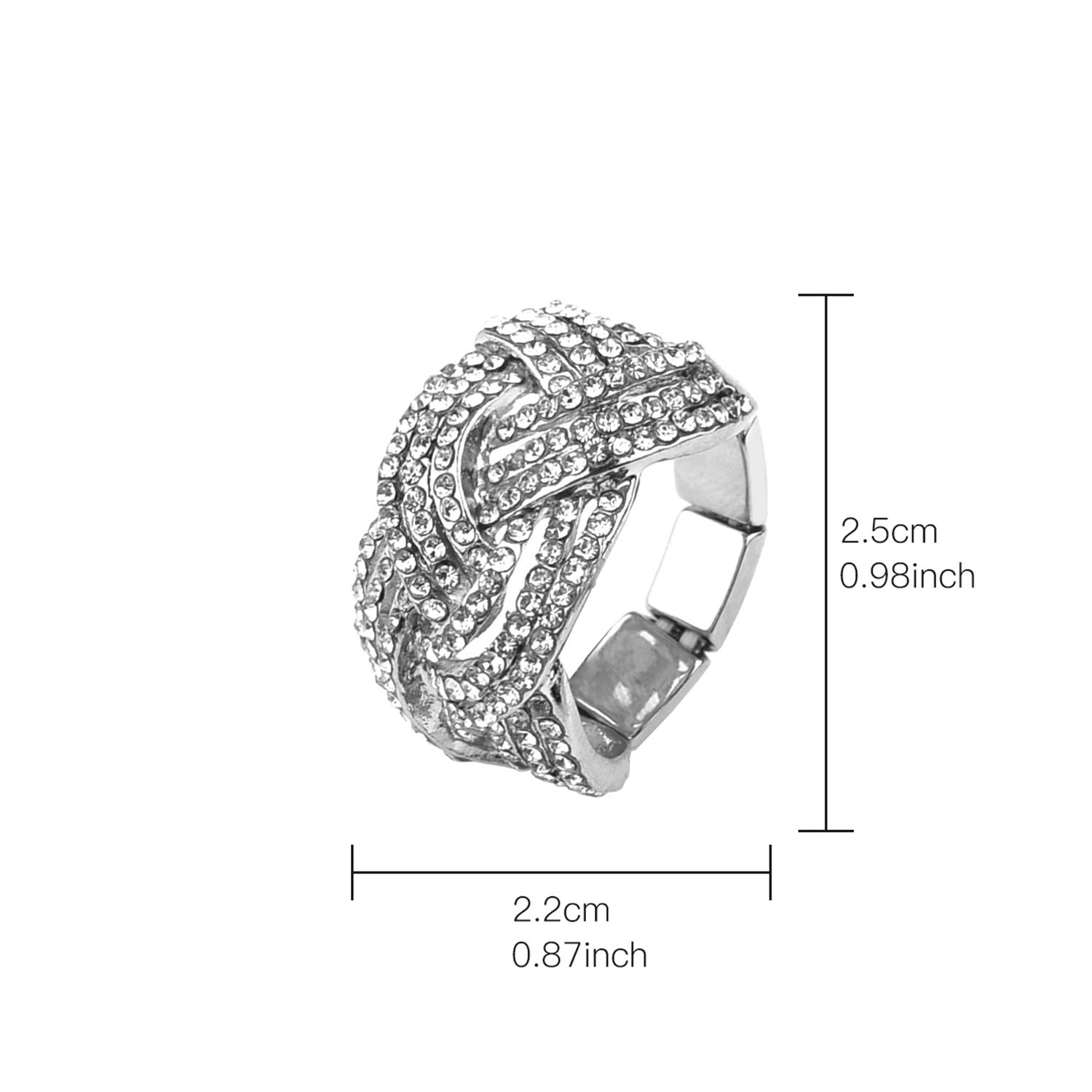 Nicole Miller New York Silvertone Twisted Stretch Clear Crystal Rhinestones Fashion Ring