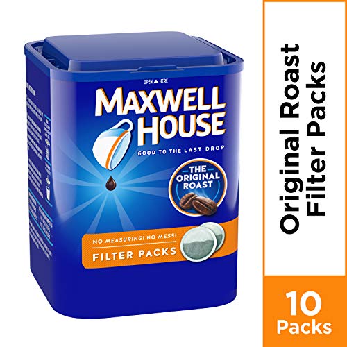 Maxwell House Original Medium Roast Ground Coffee Filter Packs (40 Filter Packs, 4 Packs of 10)