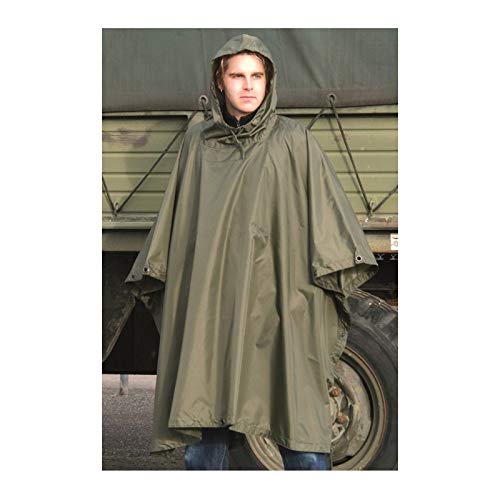 Mil-Tec Ripstop Wet Weather Poncho, Multi-Use Bivouac Sack, Emergency Shelter Tent (OLIVE)