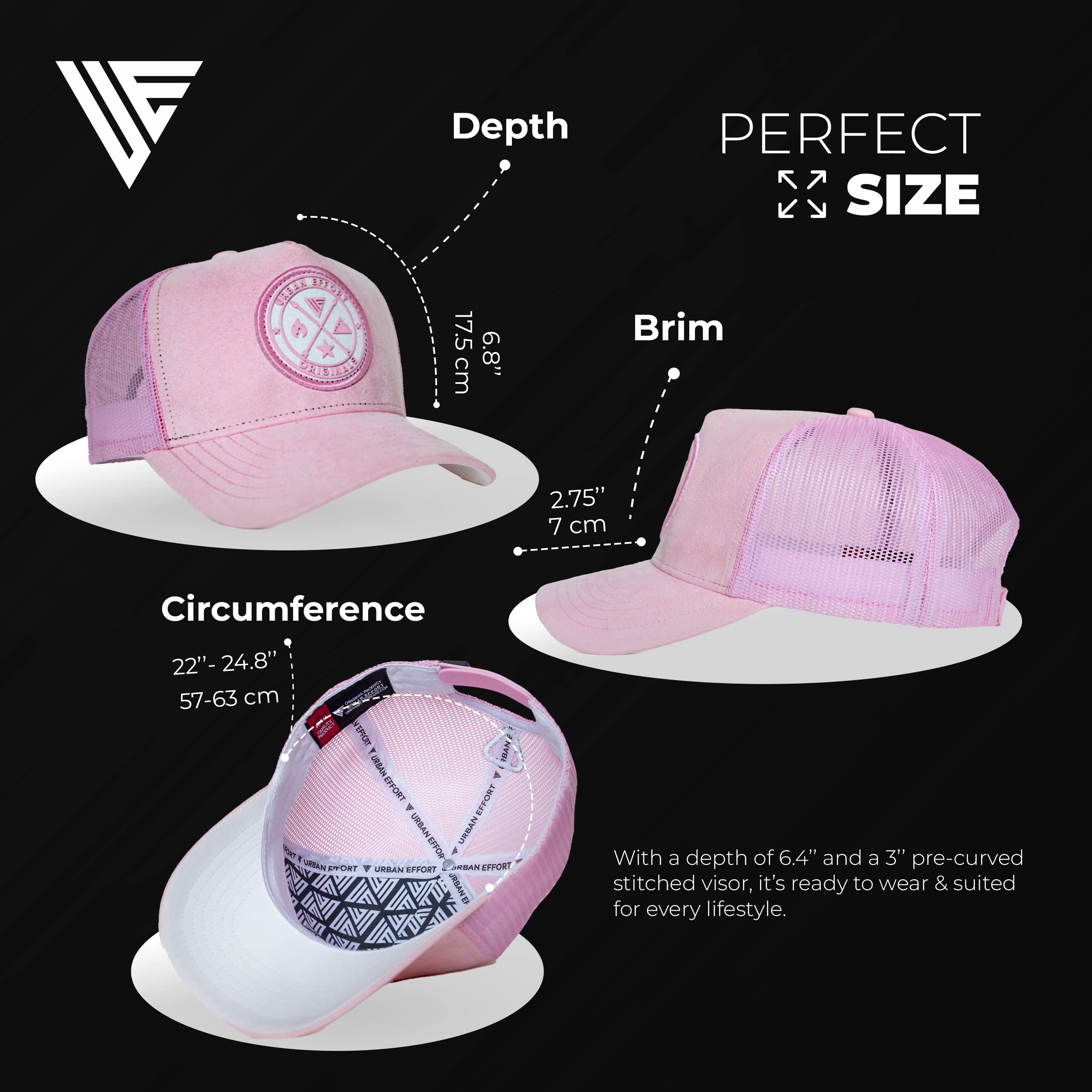Urban Effort Mesh Back Cap - for Men and Women Baseball Hat 5-Panel Trucker Hat - Great Snapback Closure for Hunting & Hiking (Pink)