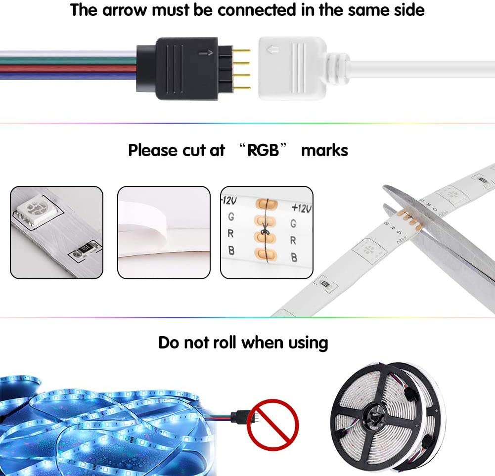 NA 13.2 feet USB LED Strip Lights, DIY Indoor Decoration, TV Backlight, 24 Keys Remote
