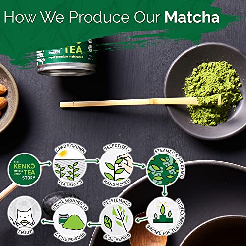 Matcha Green Tea Powder - Ceremonial Grade, First Harvest, Great Tasting, Authentic Japanese Matcha, Pure, Fresh & Healthy. 50 Servings, 100g (3.5oz) Bag