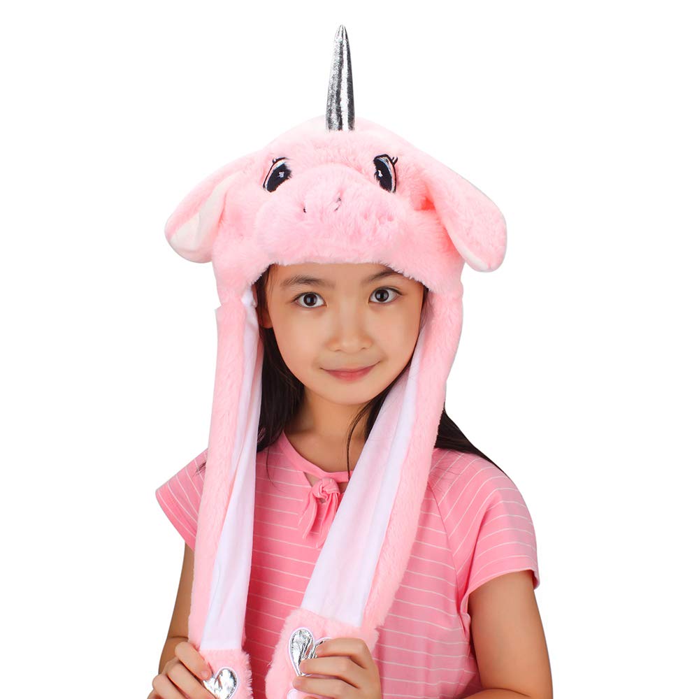 MK MATT KEELY Child Gril Cute Plush Bunny Hat Animal Tiger Rabbit Cap with Moving Ears