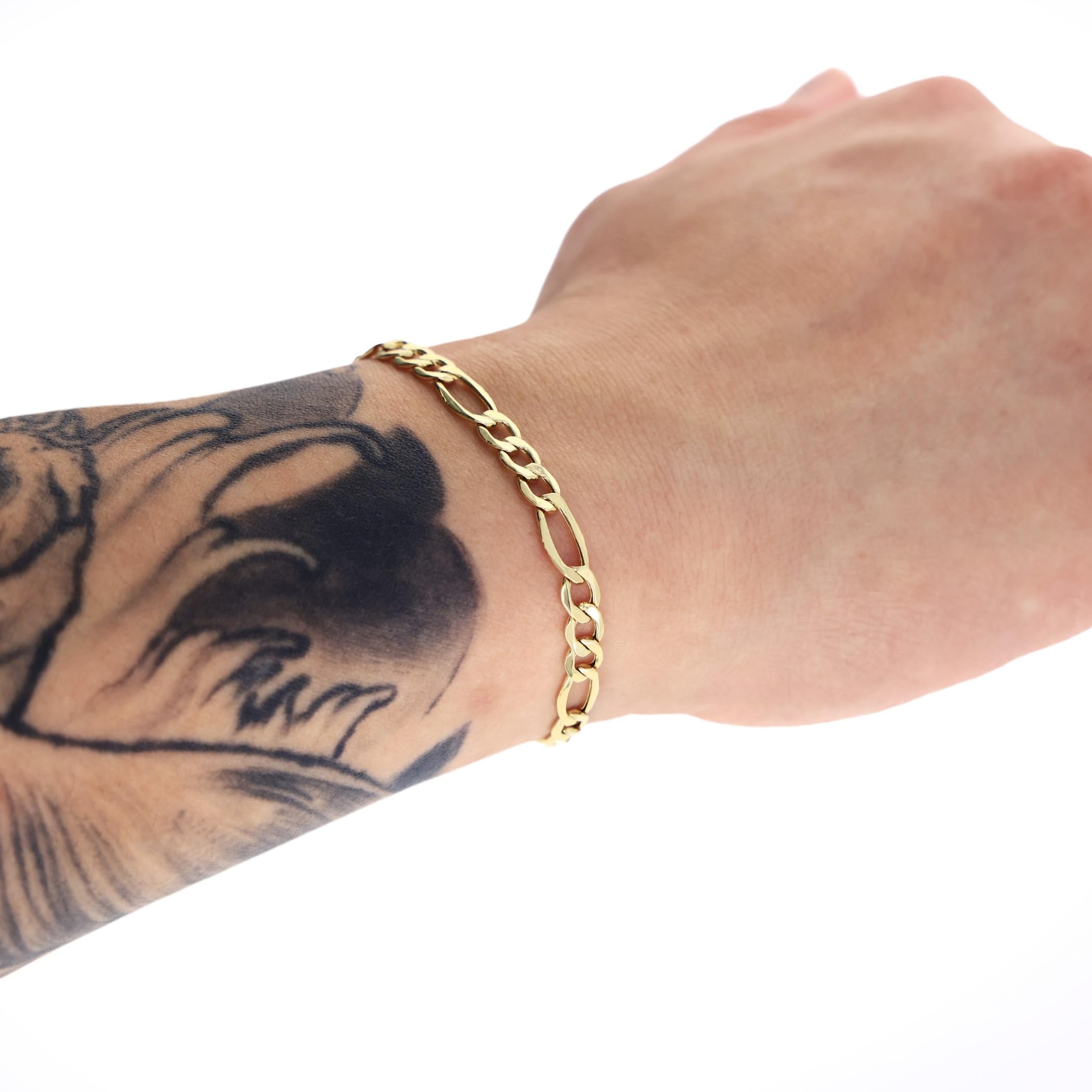 Nuragold 10k Yellow Gold 5.5mm Figaro Chain Link Bracelet, Mens Womens Jewelry 7" 7.5" 8" 8.5" 9"