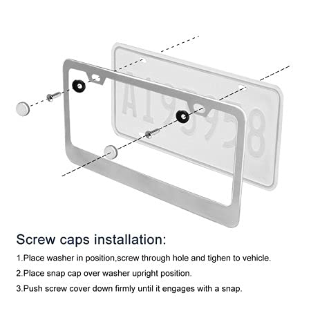 PartBob Carbon Fiber License Plate Tag Frame Cover Holder -Stainless Steel (2)