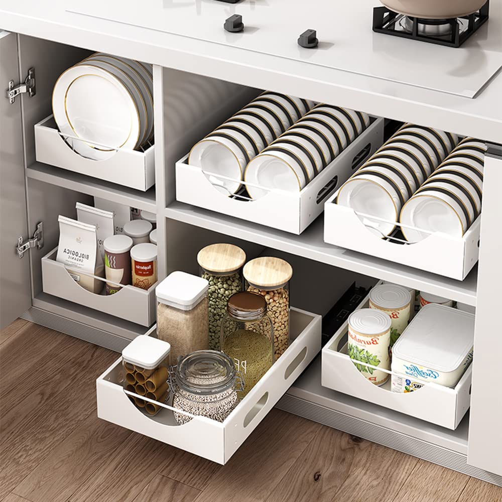 Silintion Under Sink Organizers and Storage-1-Tier Heavy Duty Metal Pull Out Drawers Under Cabinet Organizers Around Plumbing, for Under Kitchen Bathroom Sink Organizers and Storage