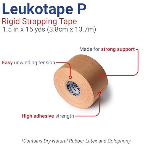 Leukotape P Adhesive Strapping Tape â for Sports Injuries, Strains and Sprains - 1.5 in x 15 yds, Tan, (1 Roll)