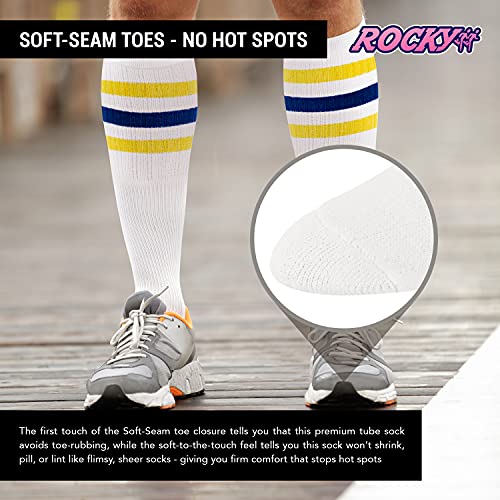 Men's Solid Tube Socks Over the Calf High 24" Size 9-10-13-15 (Grey) 6 Pairs