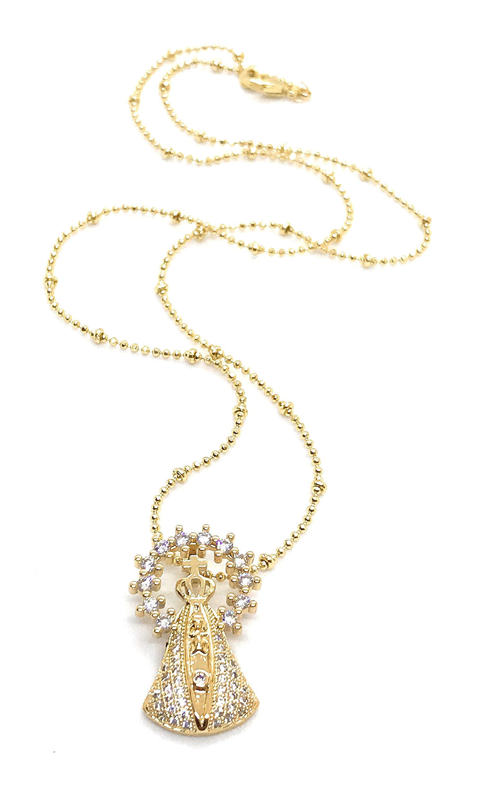 LESLIE BOULES Virgen del Valle Pendant Necklace 18 Inches 18K Gold Plated Chain