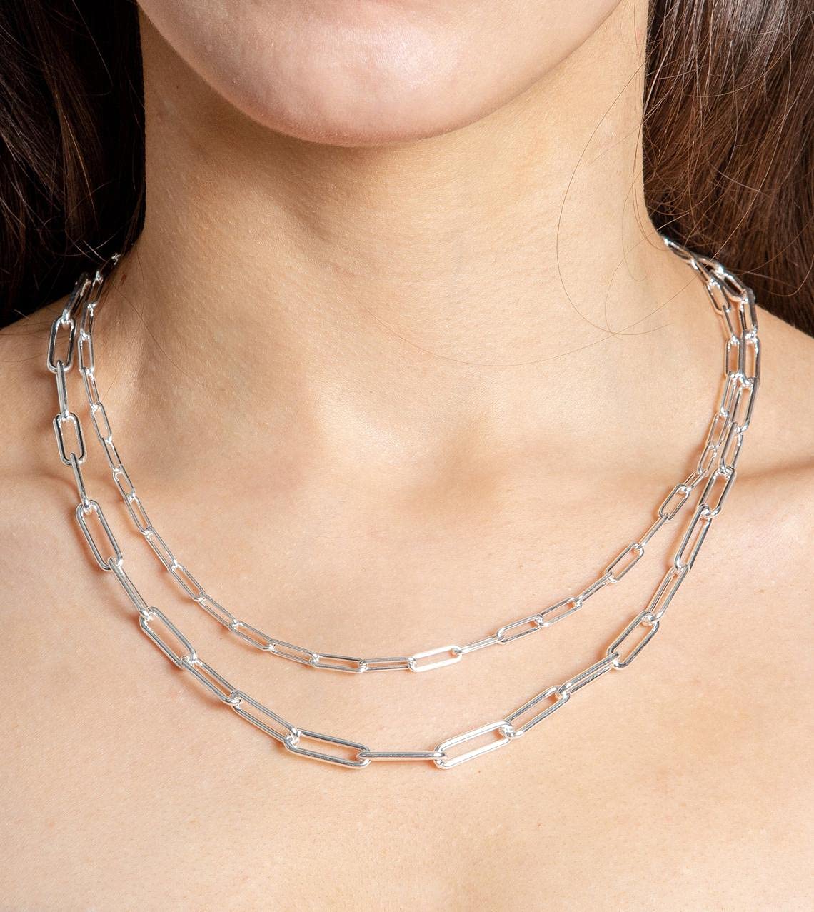 Sora Tuki Silver Paperclip Chain Necklace for Women