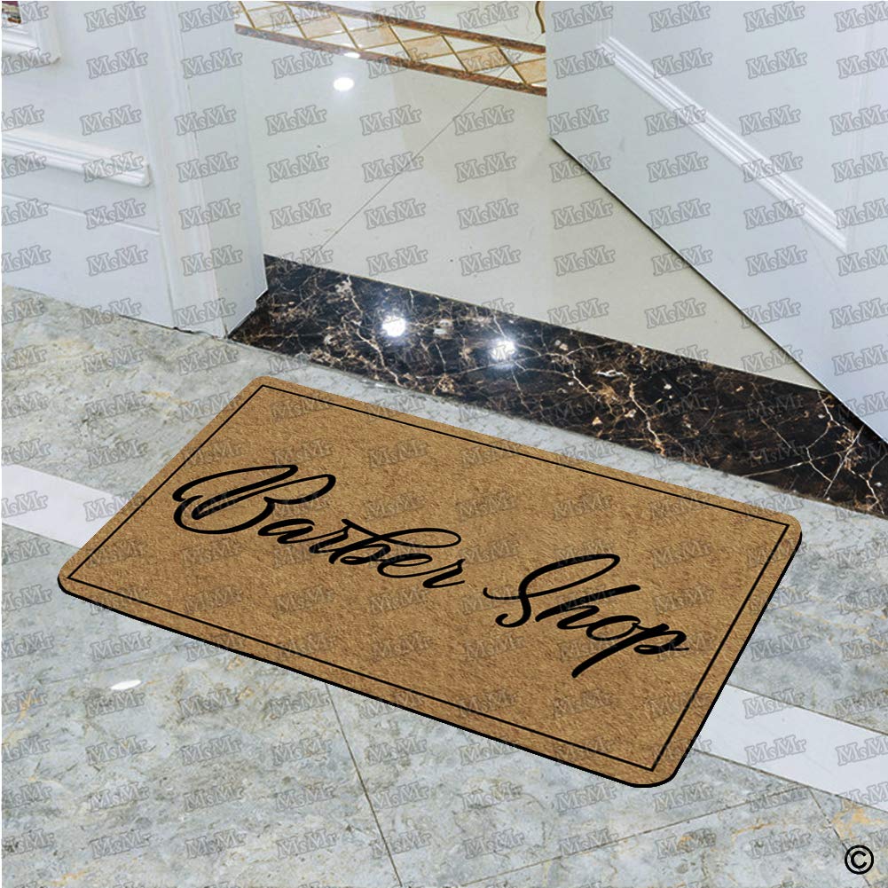 MsMr Funny Door Mat Entrance Floor Mat Barber Shop Non-Slip Doormat Welcome Mat 30 inch by 18 inch Machine Washable Non-Woven Fabric