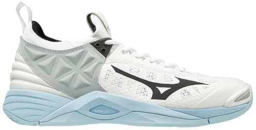 Mizuno Women's Wave Momentum Volleyball Shoe, white-blue, 10.5 B US