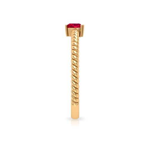 Rosec Jewels Natural Ruby Heart Promise Ring for Women | Solitaire Heart Ring | July Birthstone Ring | AAA Quality, 14K Yellow Gold, Size:US 5.00