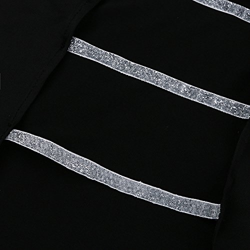Women's Sexy Deep V Neck Backless Bodycon Dress Halter Neck High Slit Lace Up Mini Night Club Dress (Black, M)