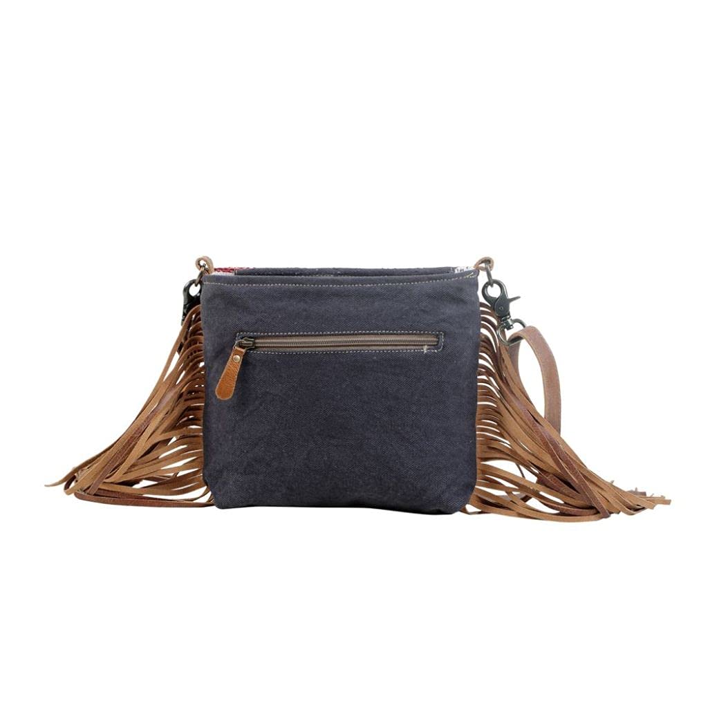 Myra Bag female Sunset Hand-Tooled Bag Upcycled Cotton & Leather S-3076