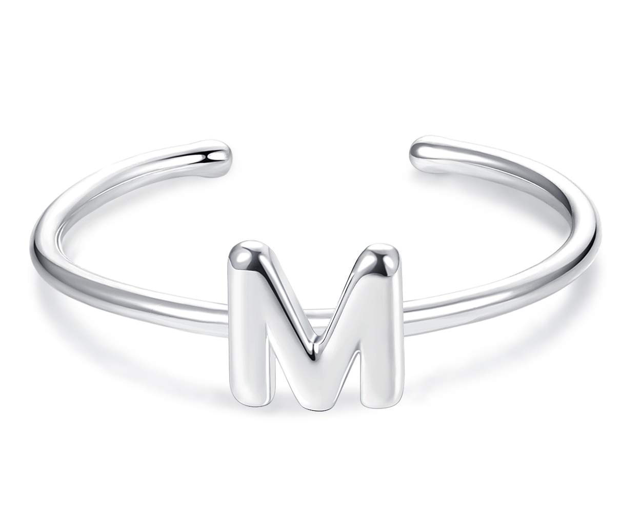 MILACOLATO Sterling Silver Initial Ring for Women Minimalist Letter Ring Charm Stackable Band Adjustable Knuckle Rings