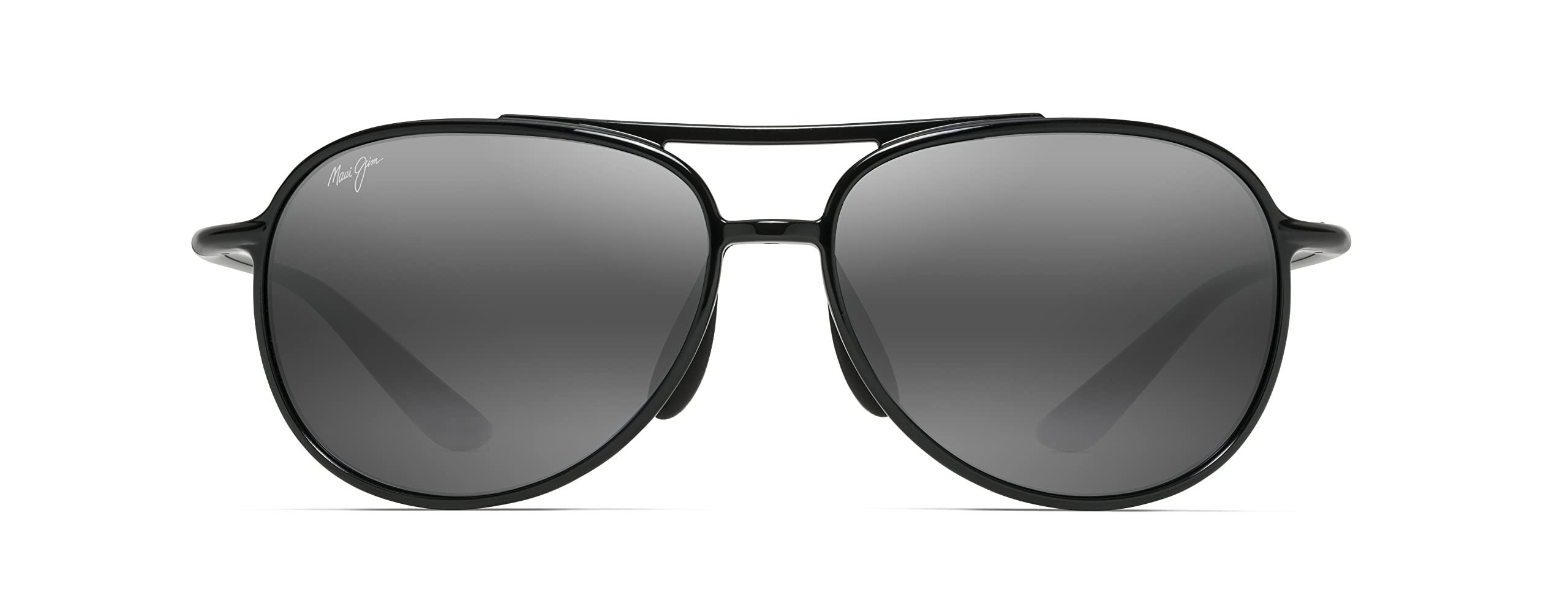 Maui Jim Men's and Women's Alelele Bridge Polarized Aviator Sunglasses, Black Gloss/Neutral Grey, Medium