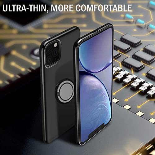 Magnetic Case for iPhone 11 Pro Back Support Magnetic Car Mount, [Invisible Built-in Metal Plate] Ultra Thin Soft TPU Shockproof Anti-Scratch 360 Protective Cover for Apple iPhone 11 Pro Black