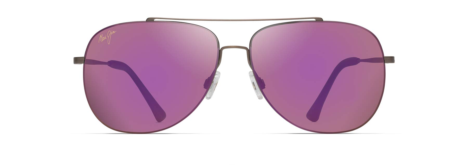 Maui Jim Men's and Women's Cinder Cone Polarized Aviator Sunglasses, Satin Sepia/MAUI Sunrise, Medium