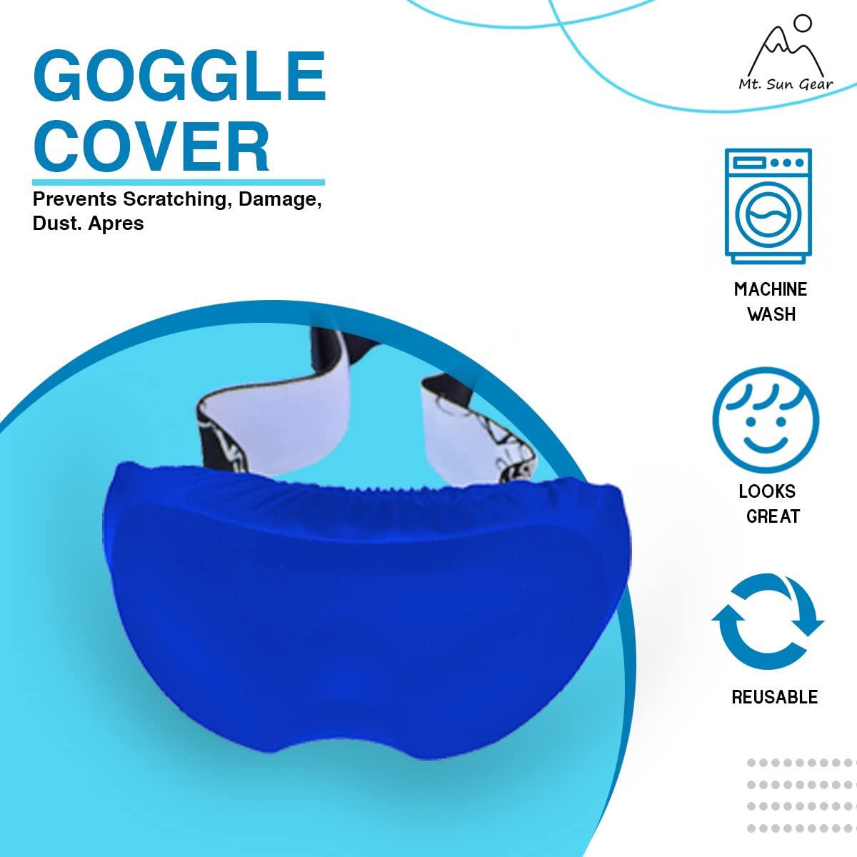 Mt. Sun Gear GoggleSaver Microfiber Protective Goggle Cover with great fit Prevents Scratching, Damage, and Dust. Apres lightweight and washable Goggle Cover (Black)