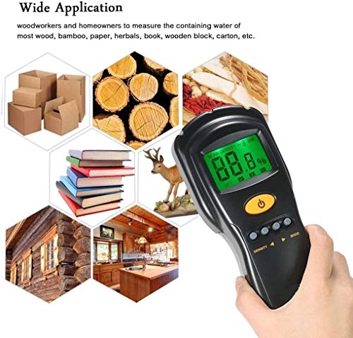Wood Moisture Meter, Lumber Damp Detector, Moisture Content Tester with LCD Display, Range 2%~70%, Suitable for Measuring The Containing Water of Wood, Bamboo, Paper & Herbals