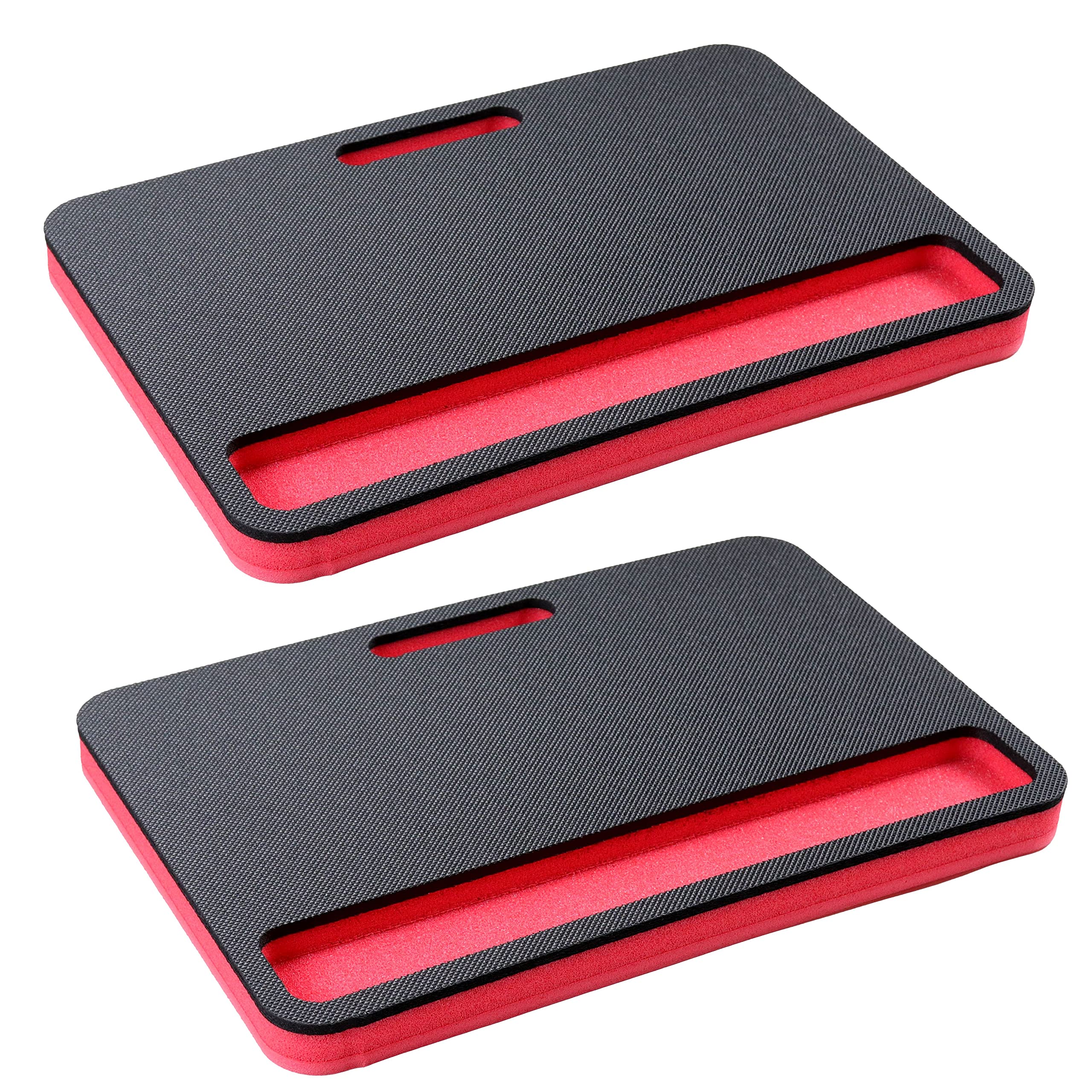Polar Whale 2 Portable Knee Cushions Red and Black with Tool Pocket for Home Garden Work Automotive Workshop More Durable Thick Comfortable High Density Waterproof Foam 15 x 10 Inches Kneeling Pad